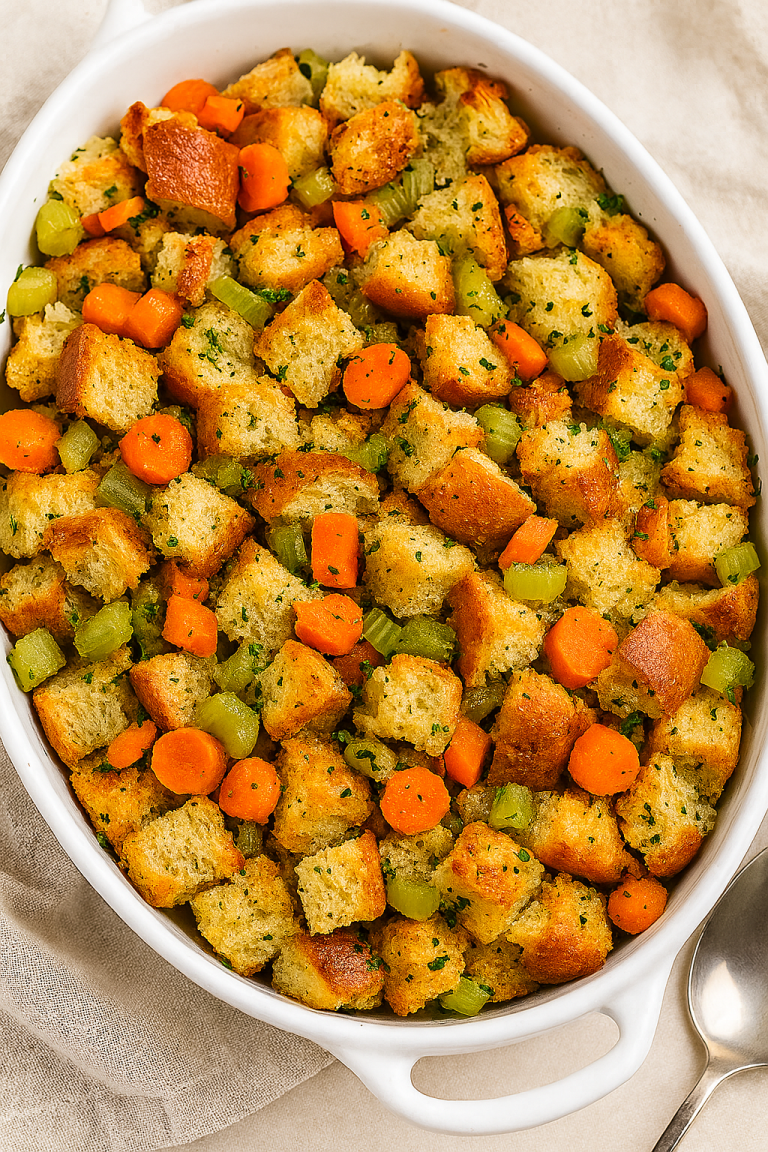 Basic Stuffing with Breadcrumbs, Carrots & Celery – Kookie